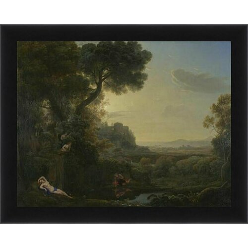 Плакат, постер на холсте Landscape with Narcissus and Echo. Лоррен Клод. Размер 30 на 42 см