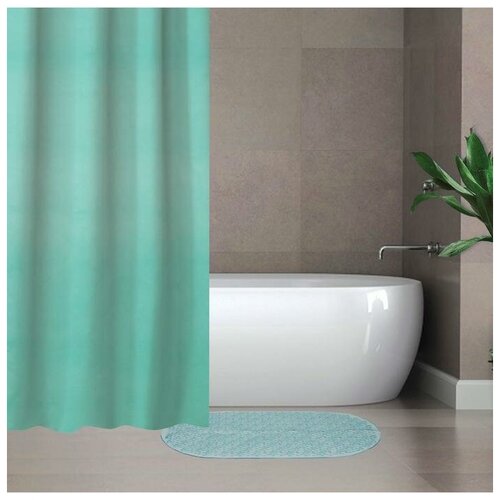SAVANNA Набор для ванной SAVANNA «Селест»: штора 180×180 см, ковёр 38×69 см, цвет морской волны