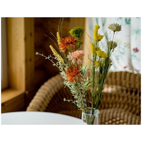 Искусственные полевые цветы привет от лета, декоративная ветка, полиэстер, оранжевые, 60 см, Kaemingk 802220