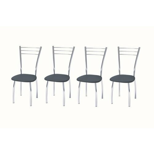 Комплект стульев "Марк-04" 4 шт - Графит (экокожа) / Хром