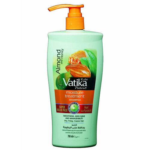Vatika ALMOND AND HONEY Shampoo, Dabur (Ватика миндаль И МЕД Шампунь увлажняющий для сухих, вьющихся и жестких волос. Дабур), 700 мл.