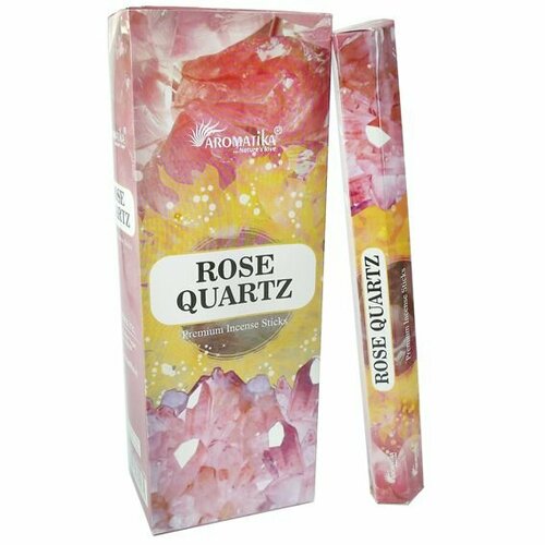 Premium Incense Sticks ROSE QUARTZ, Aromatika (Премиум ароматические палочки розовый кварц, Ароматика), шестигранник, 20 г.