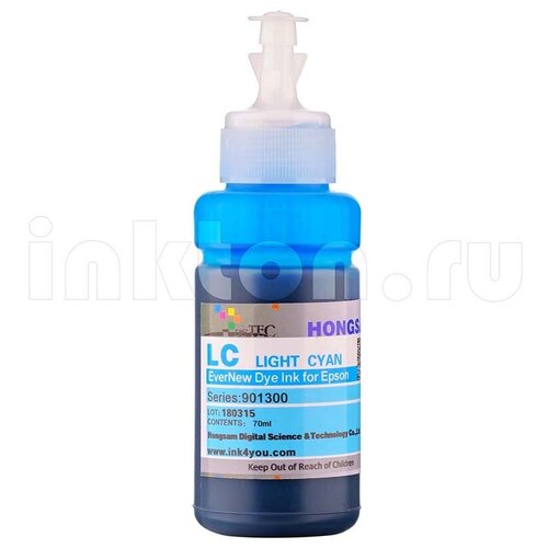 Светостойкие чернила DCTec (901300) для заправки принтеров и МФУ Epson, ПЗК, СНПЧ, 70 мл, светло-голубые