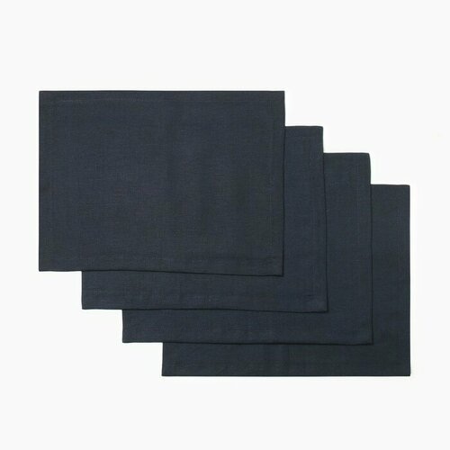 Этель Набор салфеток Этель Linen collection 30х40 см - 4 шт, темно-синий, 100% лён 170 г/м2
