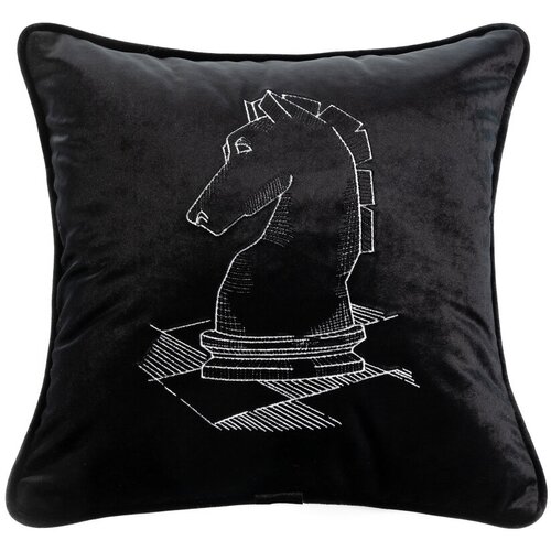 Подушка декоративная «Elpida» «Шахматные фигуры - вышивка “Конь”» (42х42 cм)
