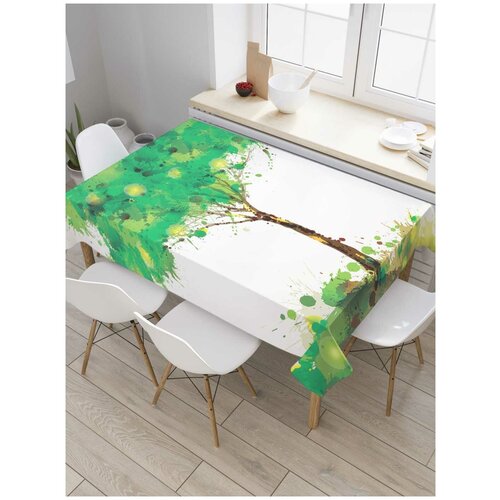 Скатерть прямоугольная JoyArty на кухонный стол "Дерево акварелью" из оксфорда, 180x145 см
