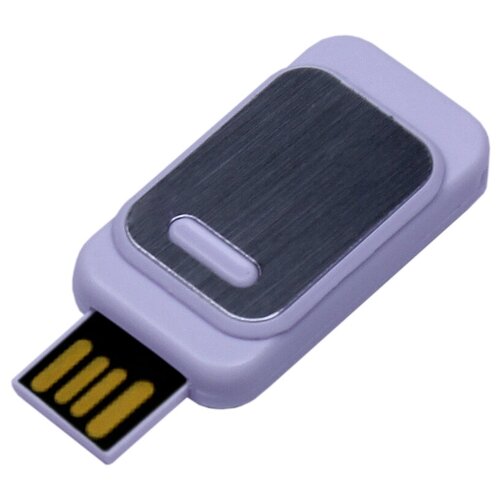Пластиковая прямоугольная выдвижная флешка с металлической пластиной (128 Гб / GB USB 2.0 Белый/White 045)