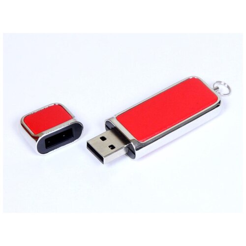 Компактная кожаная флешка для нанесения логотипа (32 Гб / GB USB 2.0 Красный/Red 213 флешнакопитель массивный корпус под тиснение)