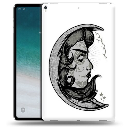 Чехол задняя-панель-накладка-бампер MyPads черно белая луна с лицом для iPad Pro 12.9 (2018) A1895/A1983/A2014 противоударный