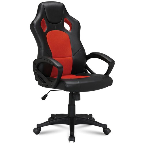 Компьютерное кресло Brabix Rider EX-544 игровое, обивка: искусственная кожа/текстиль, цвет: черный/красный
