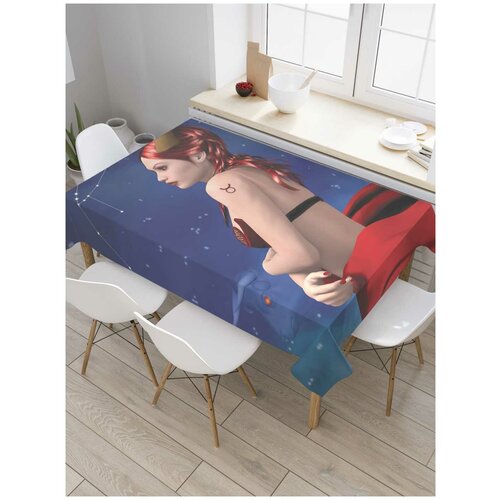 Скатерть прямоугольная JoyArty на кухонный стол "Знак зодиака Телец" из оксфорда, 120x145 см