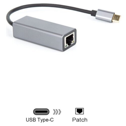 Кабель-переходник Vcom USB 3.1 Type-C -->RJ-45 1000Mbps Ethernet, Aluminum Shell, 0.15м