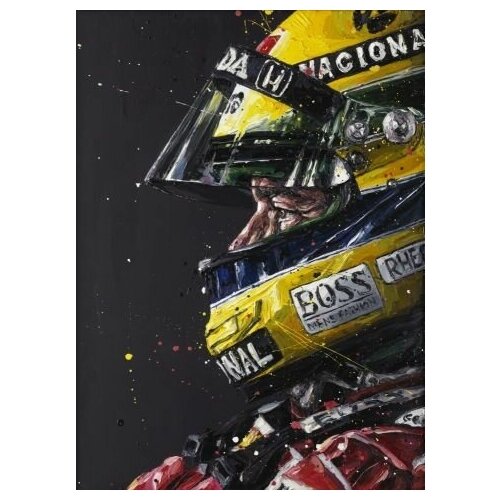 Плакат, постер на холсте Ayrton Senna-Айртон Сенна. Размер 60 х 84 см