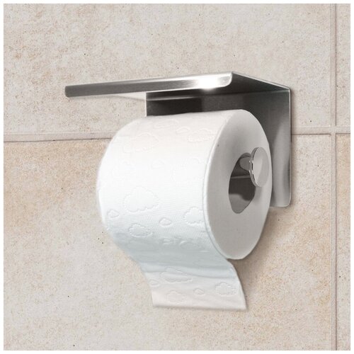 Держатель для туалетной бумаги (с полочкой для телефона) хром 140 мм