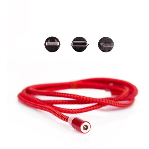 Магнитный кабель 3 в 1 X-cable USB - micro-USB / Lightning / USB Type-C 1м. Red (красный)