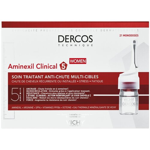 Vichy Dercos Aminexil Intensive 5 Средство против выпадения волос для женщин, 0.7 г, 6 мл, 21 шт., ампулы