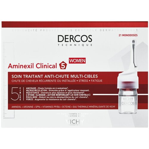 Vichy Dercos Aminexil Intensive 5 Средство против выпадения волос для женщин, 6 мл, 21 шт., ампулы