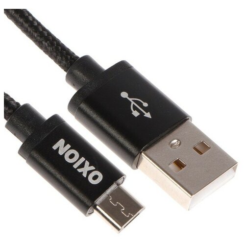 Кабель OXION DCC258, microUSB - USB, зарядка - передача данных, 1.3 м, оплетка, черный