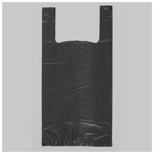 Пакет "Чёрный", полиэтиленовый, майка, 28 х 50 см, 12 мкм (100 шт)
