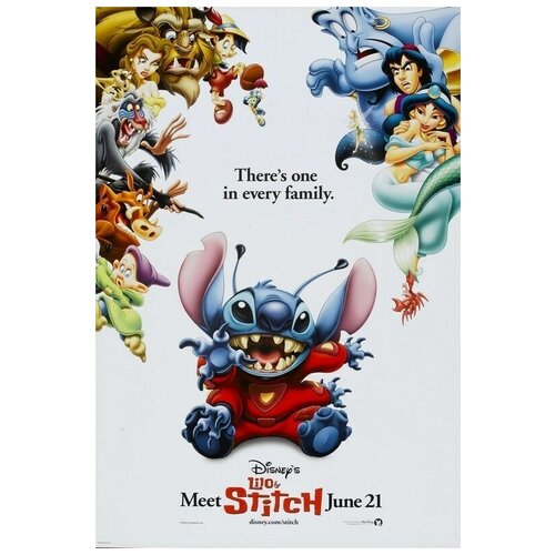 Плакат, постер на холсте Лило и Стич (Lilo Stitch), Дин ДеБлуа, Крис Сандерс. Размер 21 х 30 см
