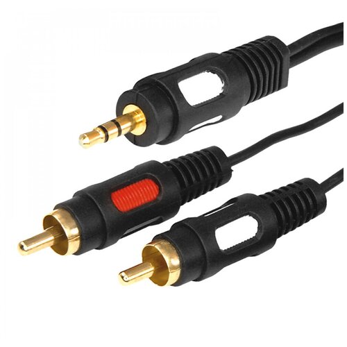 Кабель 2RCA Rexant, джек 3.5мм, 3м, позолоченные контакты, черный 17-4234