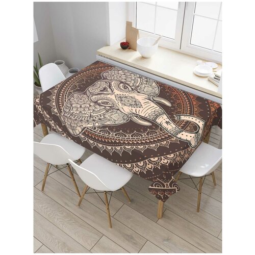 Скатерть прямоугольная JoyArty на кухонный стол "Слоновая мандала" из оксфорда, 180x145 см