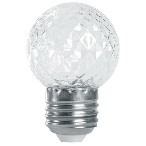 Лампочка светодиодная шар E27/G45 1Вт 80Лм белый холодный 6400К, 38220