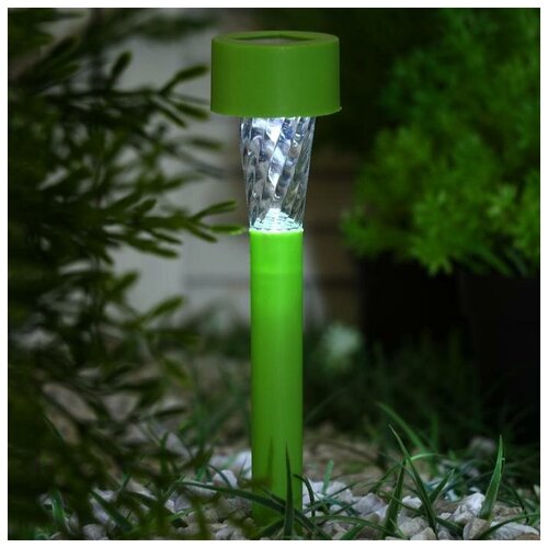 Фонарь садовый на солнечной батарее "Трапеция", 30 см, d=4.5см,1 led, пластик, зеленая ножка