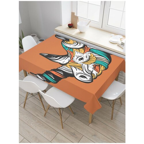 Скатерть прямоугольная JoyArty на кухонный стол "Носорог дудл" из оксфорда, 180x145 см
