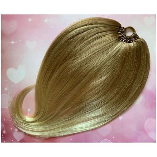 Хвост на резинке съёмный / Шиньон для волос цвет омбрэ янтарный с блондом размер L