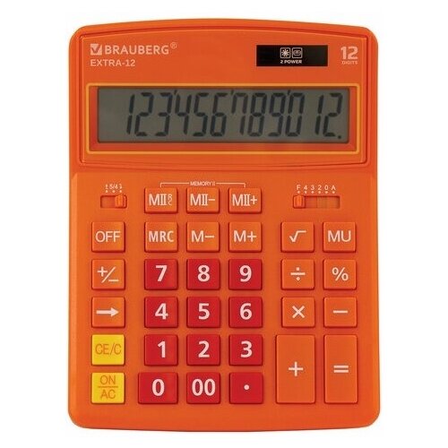Калькулятор бухгалтерский BRAUBERG Extra-12, оранжевый, 2 шт.