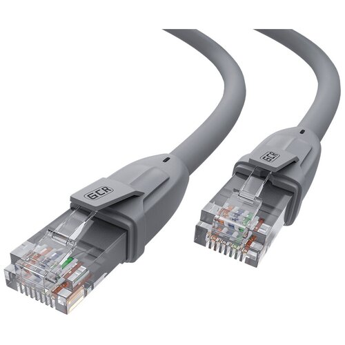 Патч-корд UTP cat.6 10 Гбит/с RJ45 LAN компьютерный кабель для интернета контакты 24K GOLD (GCR-LNC610), серый, 20.0м
