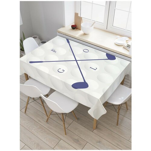 Скатерть прямоугольная JoyArty на кухонный стол "Клюшки для гольфа" из оксфорда, 180x145 см