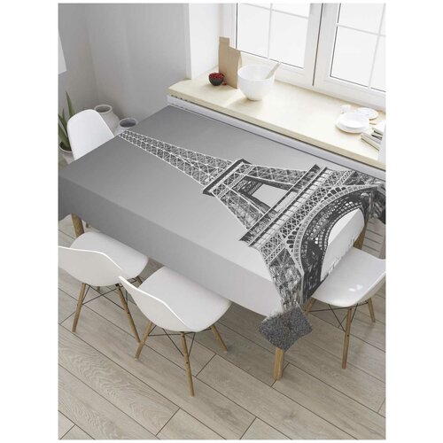 Скатерть прямоугольная JoyArty на кухонный стол "Серая Эйфелева башня" из оксфорда, 120x145 см