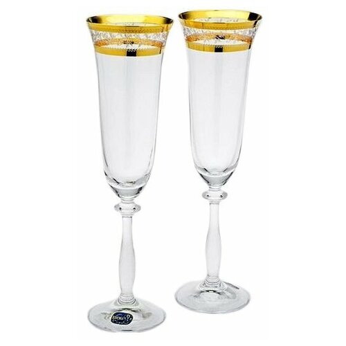 Бокалы для шампанского 190 мл 6 шт Crystalex CZ s. r. o. "Анжела /Золотые листики" / 054667