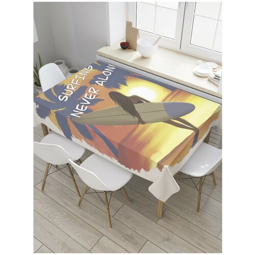 Скатерть прямоугольная JoyArty на кухонный стол "Серфинг на закате" из оксфорда, 120x145 см