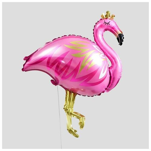 Шар фольгированный 32" «Фламинго с короной», фигура, цвет розовый(5 шт.)