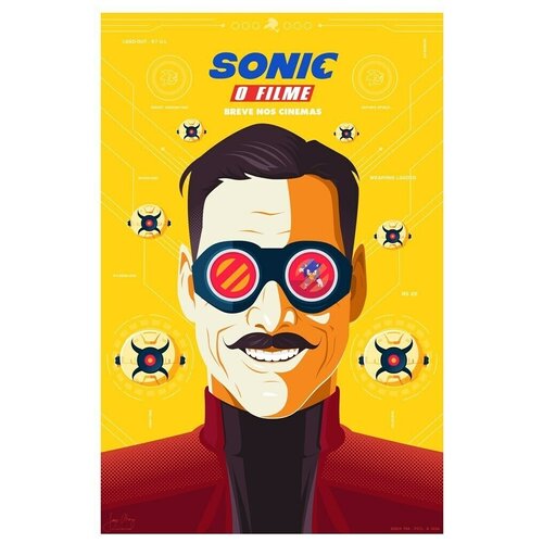 Плакат, постер на бумаге Соник в кино (Sonic the Hedgehog), Джефф Фаулер. Размер 21 х 30 см
