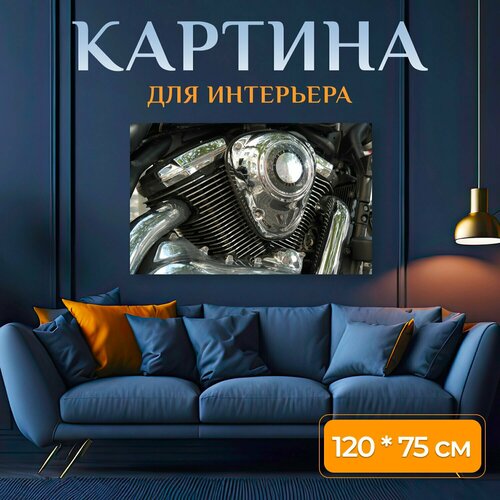 Картина на холсте "Карбюратор, нитро, двигатель" на подрамнике 120х75 см. для интерьера