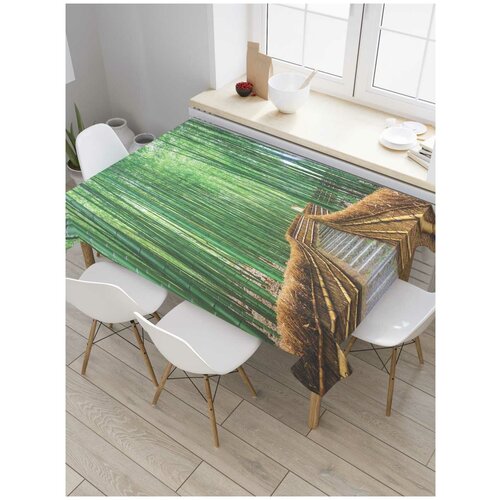 Скатерть прямоугольная JoyArty на кухонный стол "Дорожка в бамбуковом лесу" из оксфорда, 180x145 см