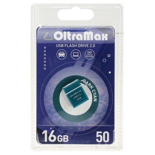 Флешка OltraMaх 50, 16 Гб, USB2.0, чт до 15 Мб/с, зап до 8 Мб/с, т/зеленая