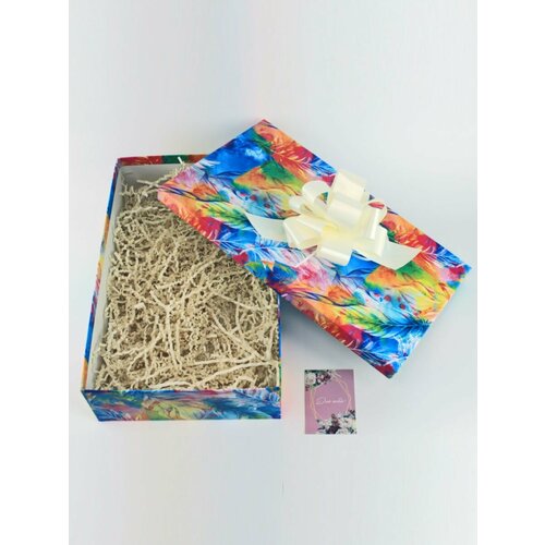 Подарочная коробка 22*12*4 с бантом, открыткой и наполнителем - идеальное решение для стильной упаковки подарков