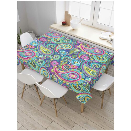 Скатерть прямоугольная JoyArty на кухонный стол "Цветочный пэйсли" из оксфорда, 120x145 см