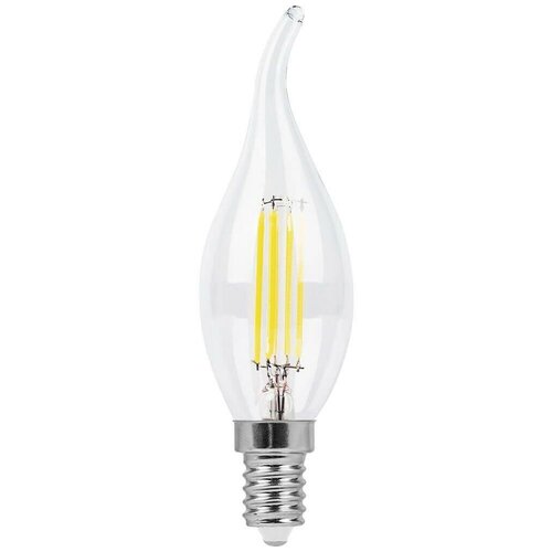 Feron (10 шт.) Лампа светодиодная филаментная Feron E14 11W 4000K Свеча на ветру Прозрачная LB-714 38012