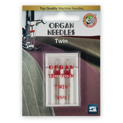 Иглы для бытовых швейных машин "Organ Needles" (двойные), 90/2, 2 штуки, арт. 130/705H