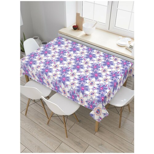 Скатерть прямоугольная JoyArty на кухонный стол "Глазастые цветы" из оксфорда, 180x145 см
