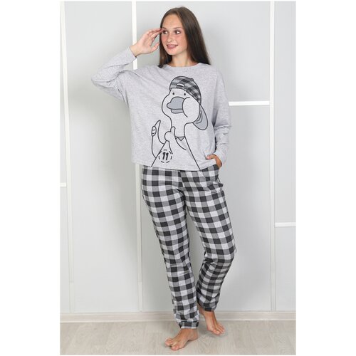 Пижама , размер 46, серый