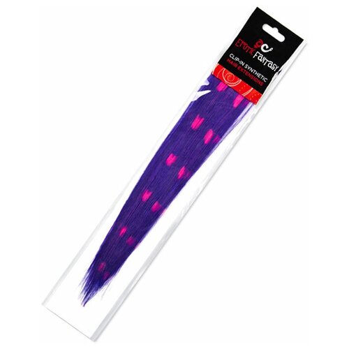 Цветные Clip-In локоны фиолетовые с розовыми сердечками (Цвет : фиолетовый) (Состав : 80% modacrylic, 20% PVC) (Артикул : EF-CH08)
