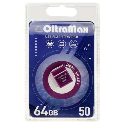 Флешка OltraMax 50, 32 Гб, USB2.0, чт до 15 Мб/с, зап до 8 Мб/с, красная