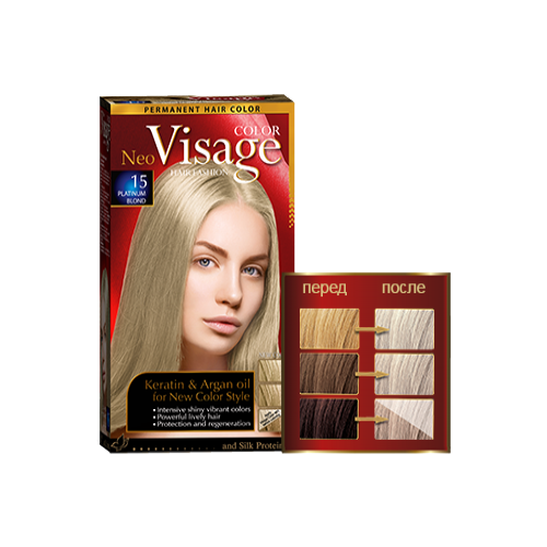 COLOR Visage Стойкая крем-краска для волос, 15 Платиновый-русый / Platinium Blond, 50 мл